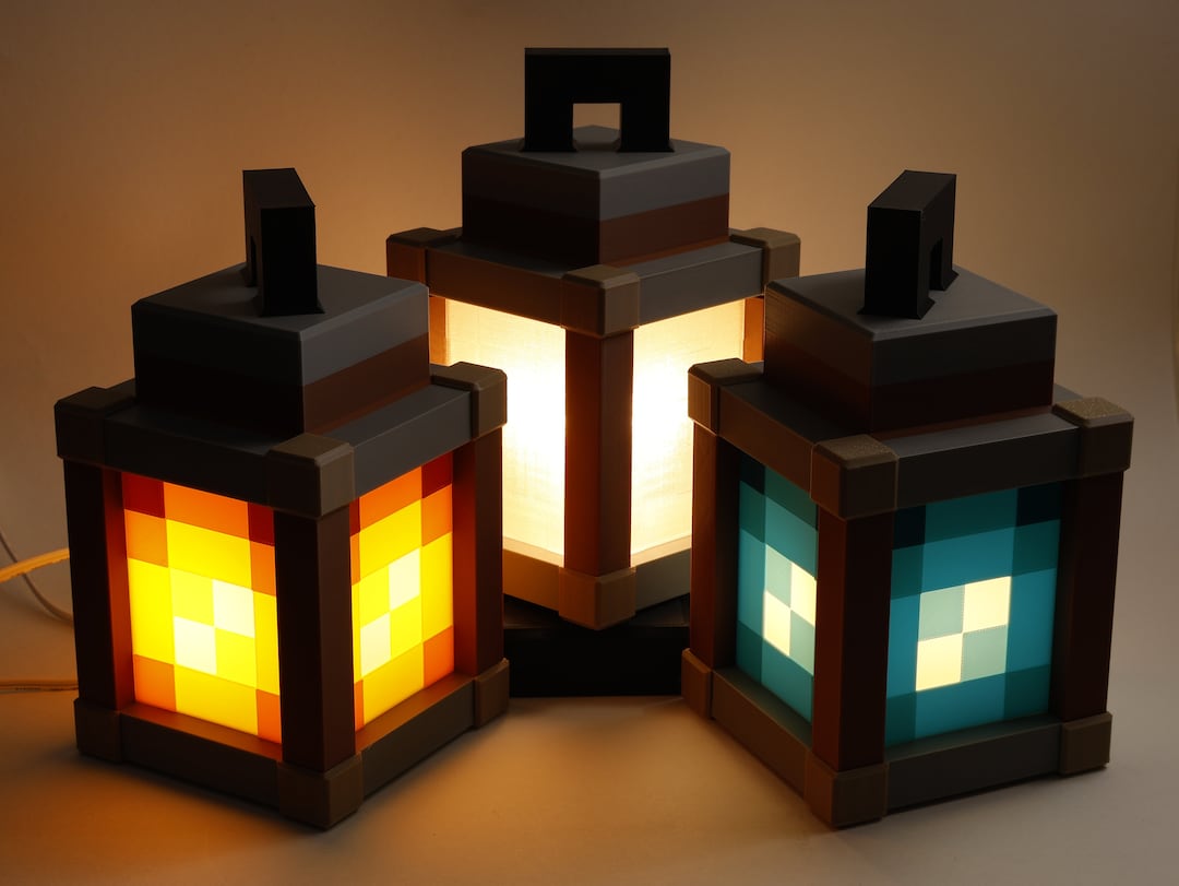 Pixelated Night Light Lantern - Night Lamp Birthday Gift - Kids Bedroom ...