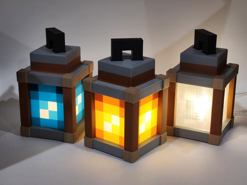 Pixelated Night Light Lantern - Night Lamp Birthday Gift - Kids Bedroom ...