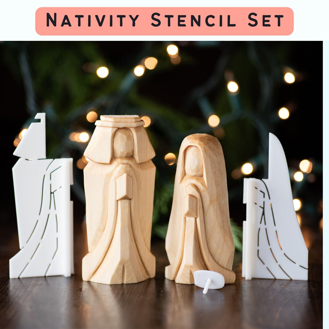 Nativity Set Carving Stencil W/ Joseph, Mary, and Baby Jesus in a ...