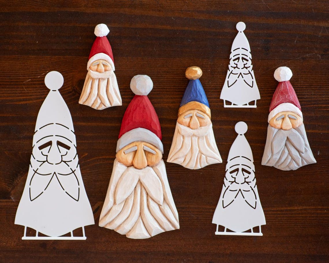 Scandinavian Santa Carving Stencil SET | 3D Printed Template for ...