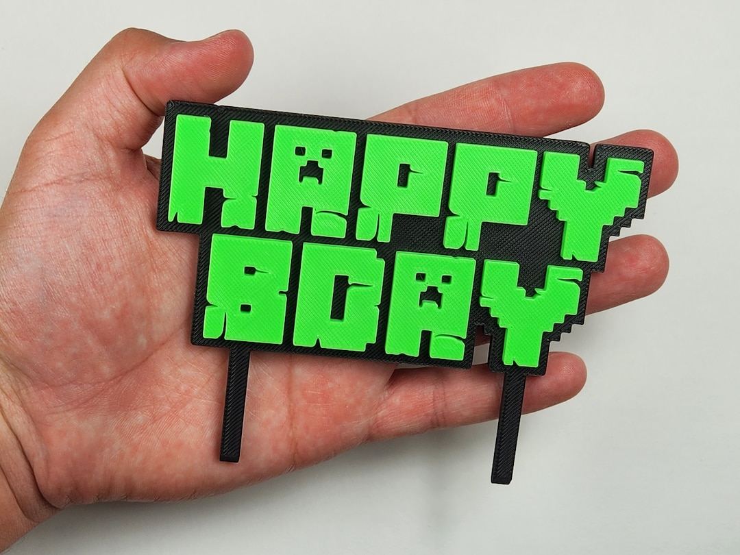 Happy Birthday Mine Craft Cake Topper Mine Style Birthday Sign Boys ...