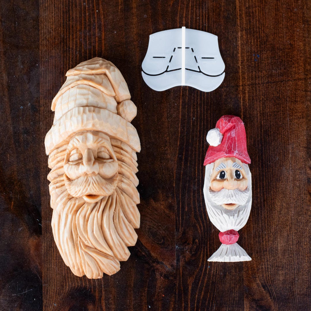 Jolly Santa Face Wood Carving Stencil | 3D Printed Template for ...