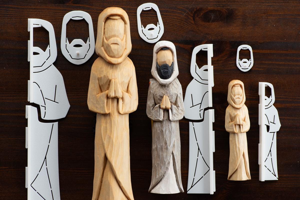 Joseph Nativity Wood Carving Stencil | 3D Printed Template for ...