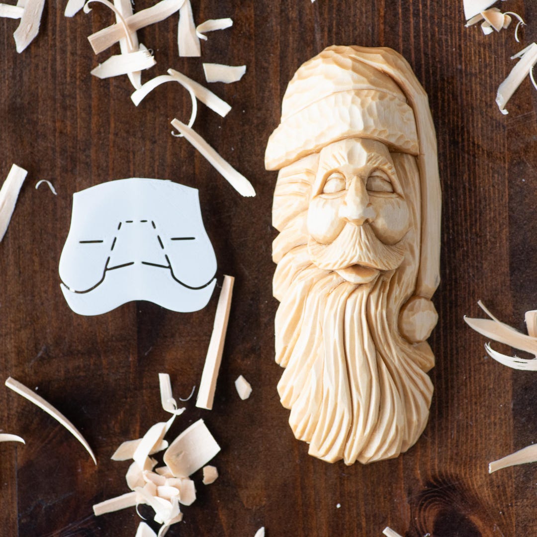 Santa Face Wood Carving Stencil | 3D Printed Template for Caricature ...