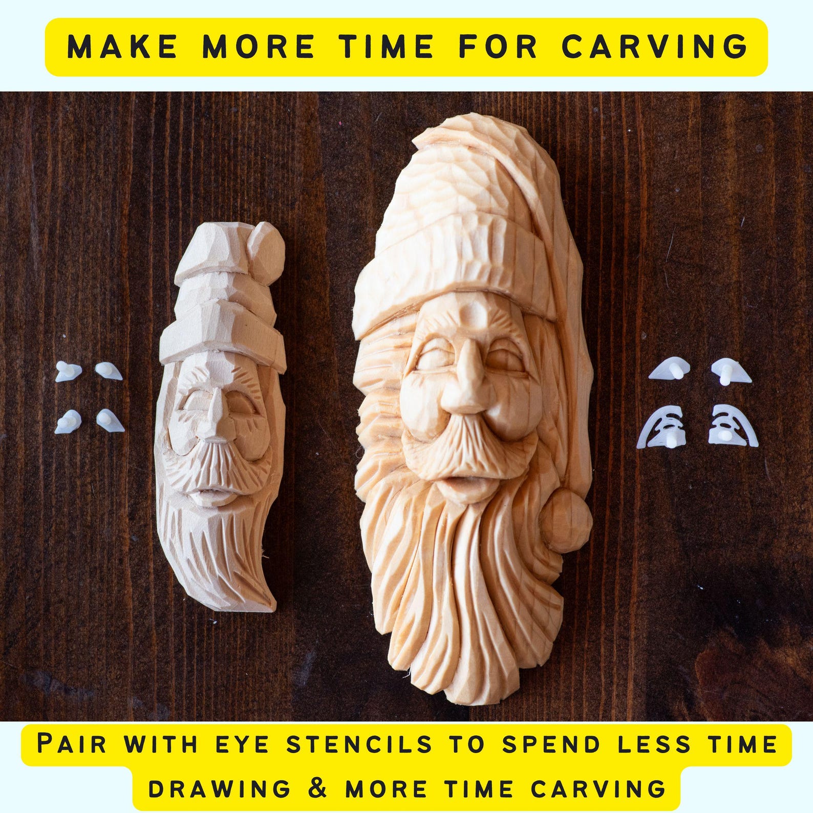 Santa Face Wood Carving Stencil | 3D Printed Template for Caricature ...
