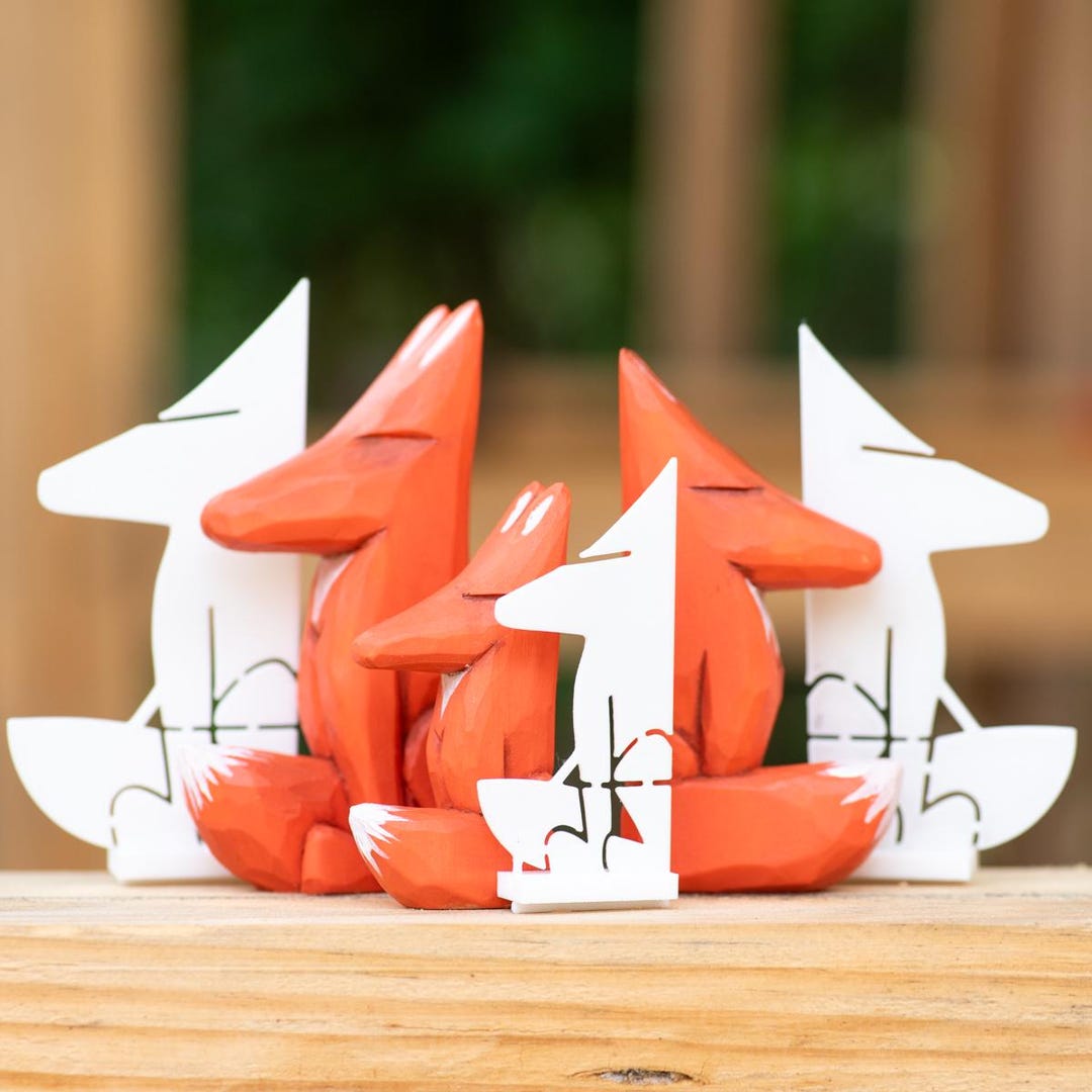 Fox Wood Carving Stencils SET | 3D Printed Template for Caricature ...