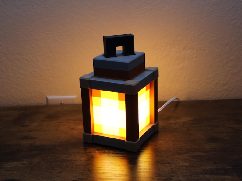 Pixelated Night Light Lantern - Night Lamp Birthday Gift - Kids Bedroom ...