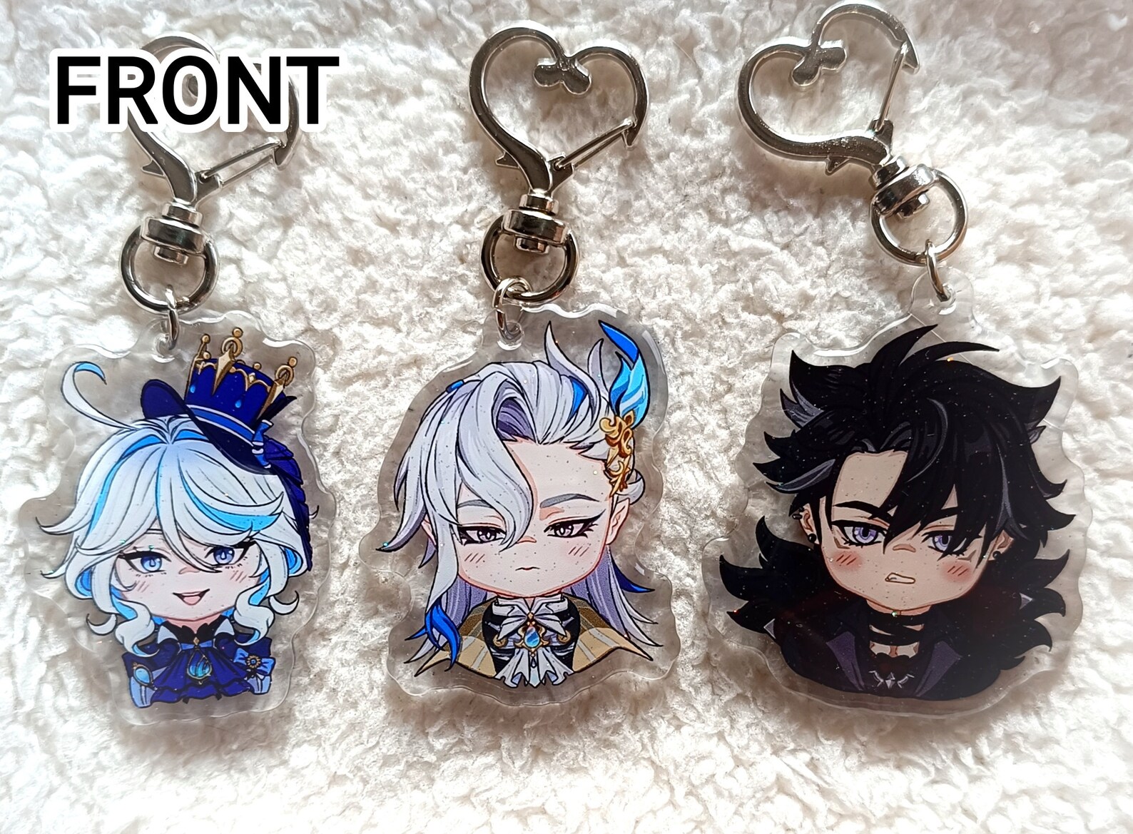 Genshin Impact Double-sided Sparkly Keychains furina neuvillette ...