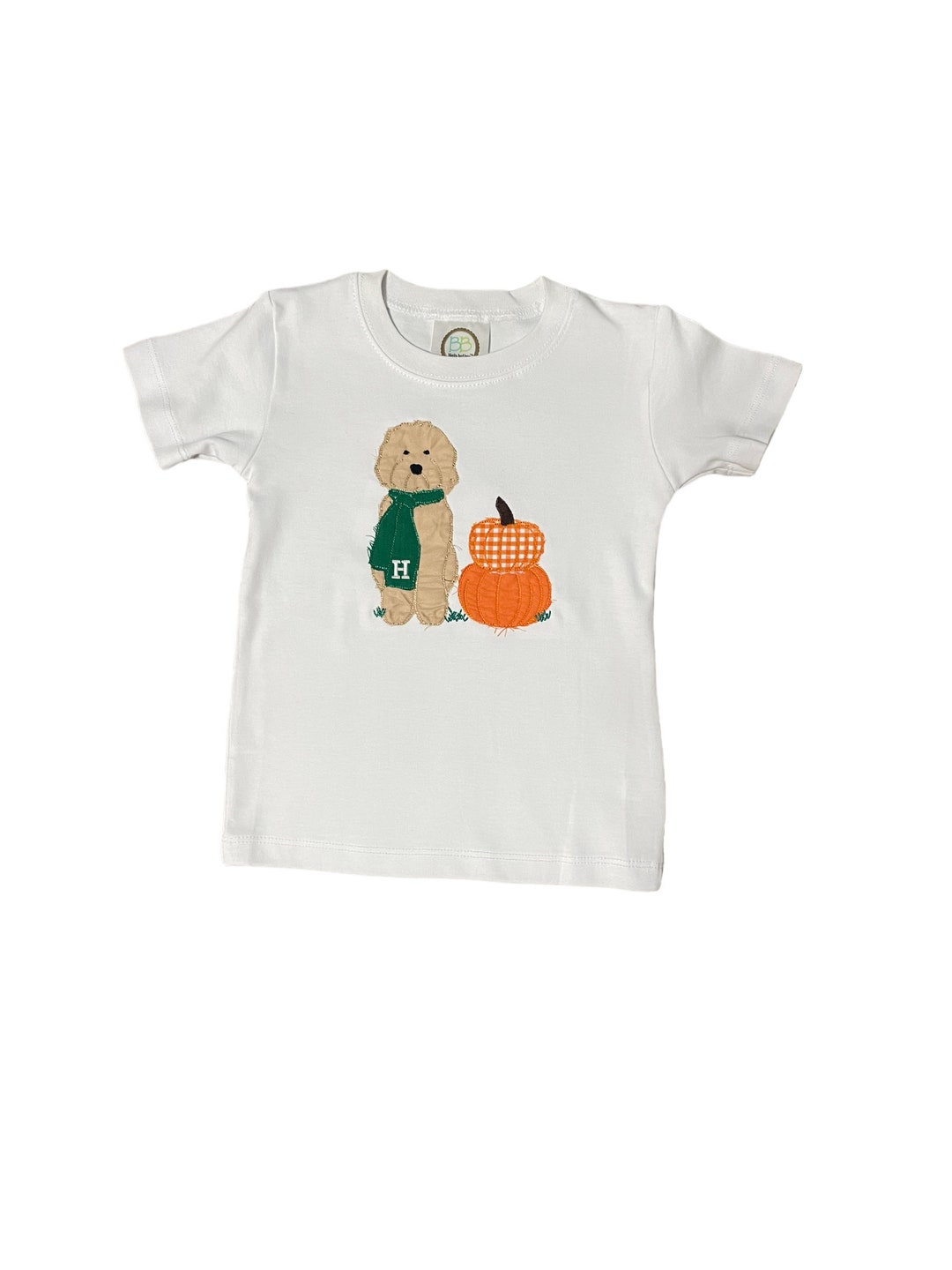 Embroidered Kids Fall Shirt: Pumpkin Dog Applique - Etsy