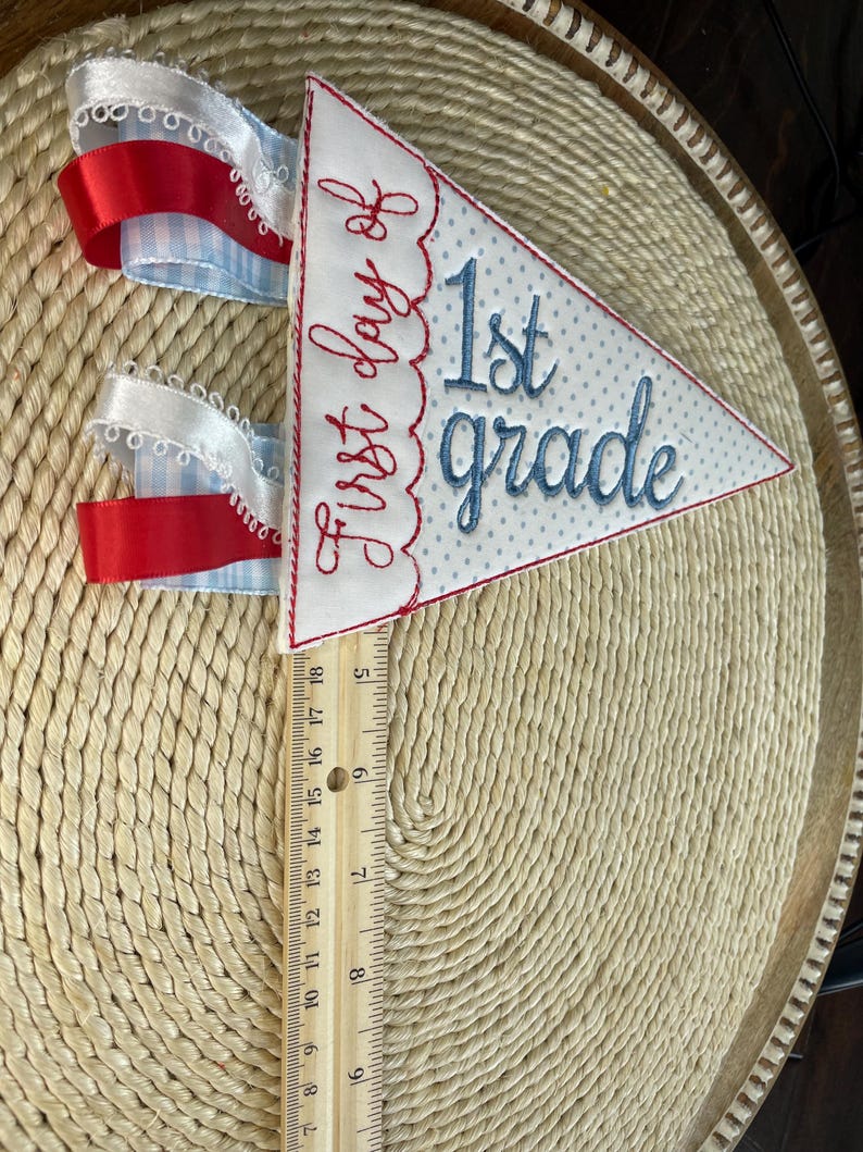 Embroidered First Day of School Flag: Custom Photo Prop, Ribbon ...