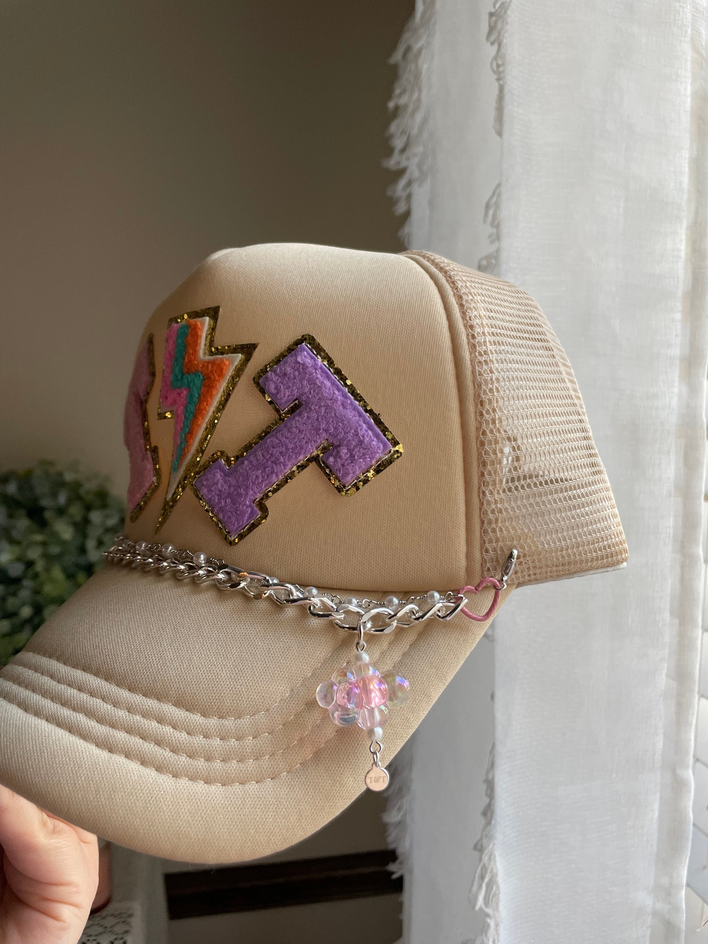 Hat Chain With Pearls (silver or Gold) - Double Stranded With Charm ...