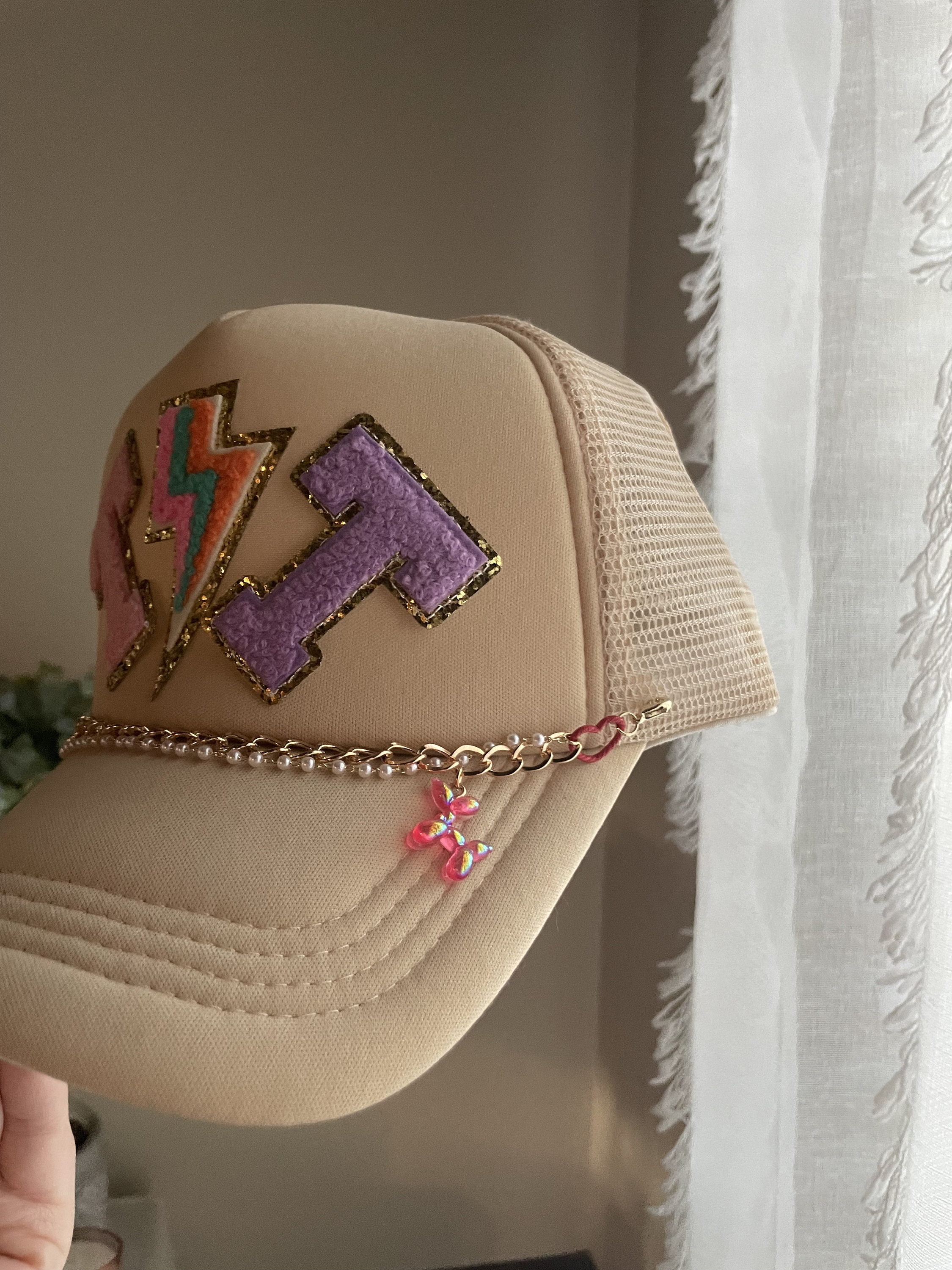 Hat Chain With Pearls (silver or Gold) - Double Stranded With Charm ...
