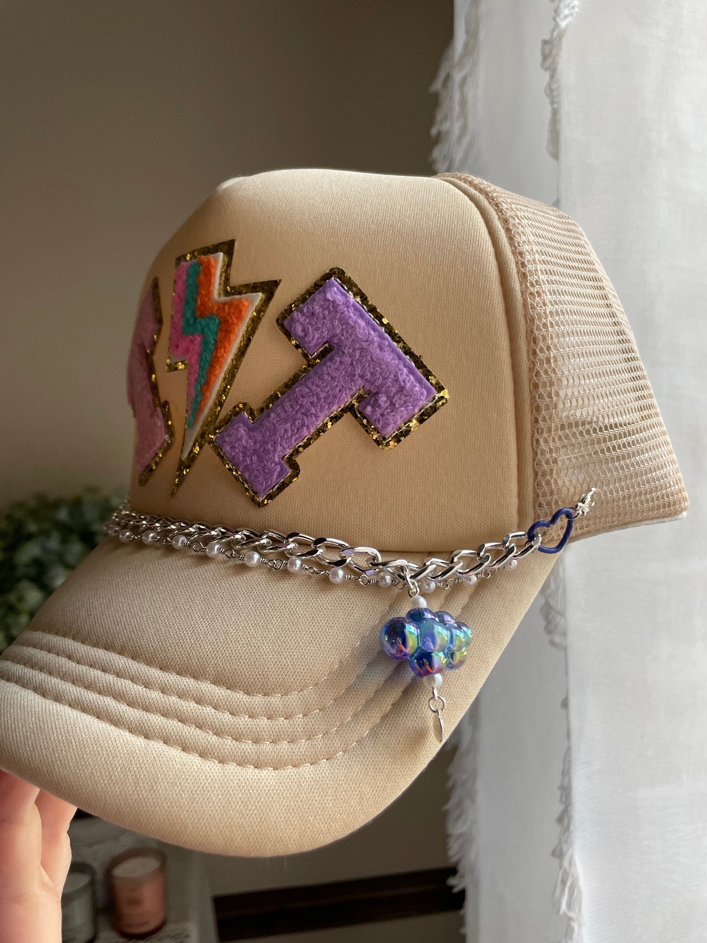 Hat Chain With Pearls (silver or Gold) - Double Stranded With Charm ...