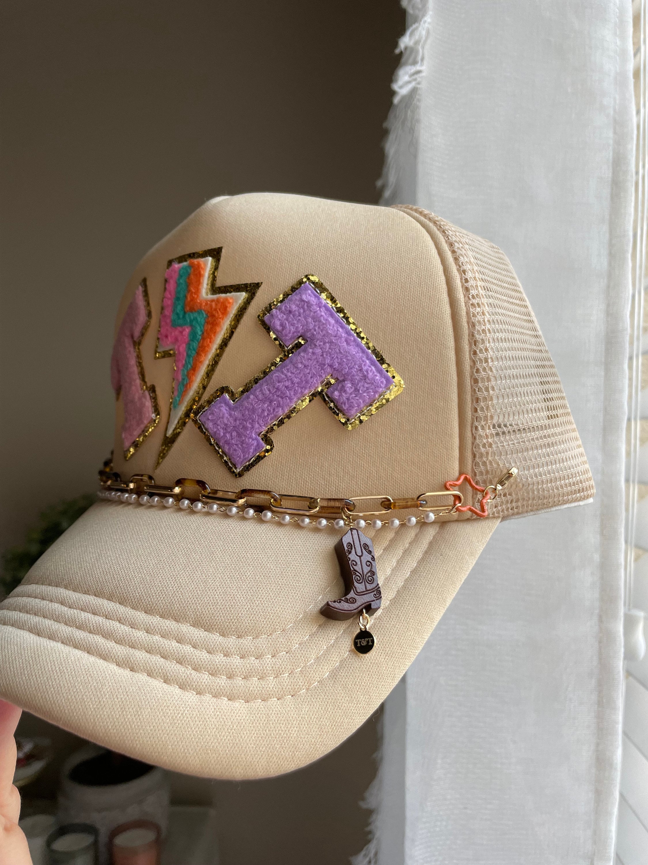 Hat Chain With Pearls (silver or Gold) - Double Stranded With Charm ...