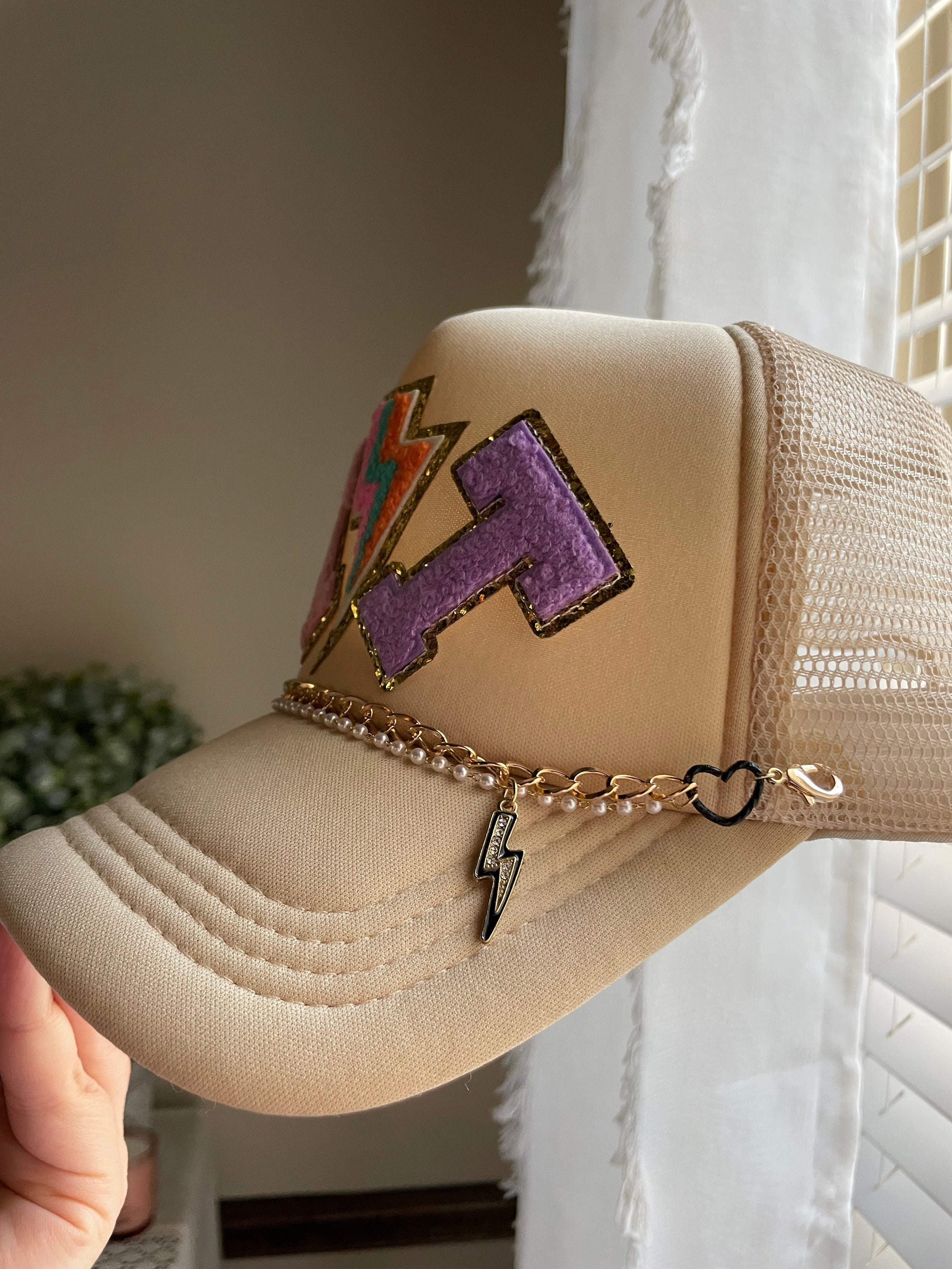 Hat Chain With Pearls (silver or Gold) - Double Stranded With Charm ...