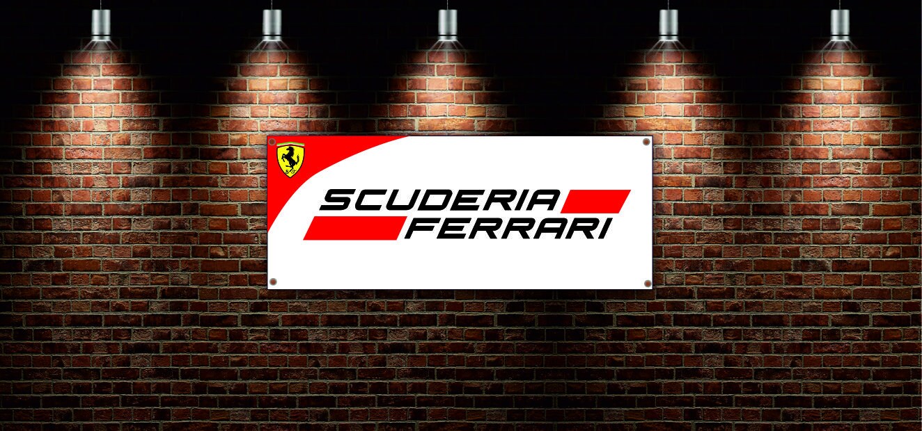 FERRARI Logo Banner Vinyl, Garage Sign,office or Showroom, Flag, Racing ...