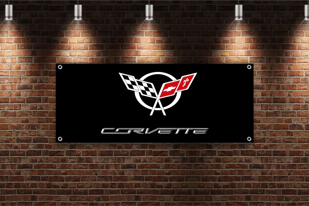 CORVETTE Logo Banner Vinyl, Garage Sign,office or Showroom, Flag ...