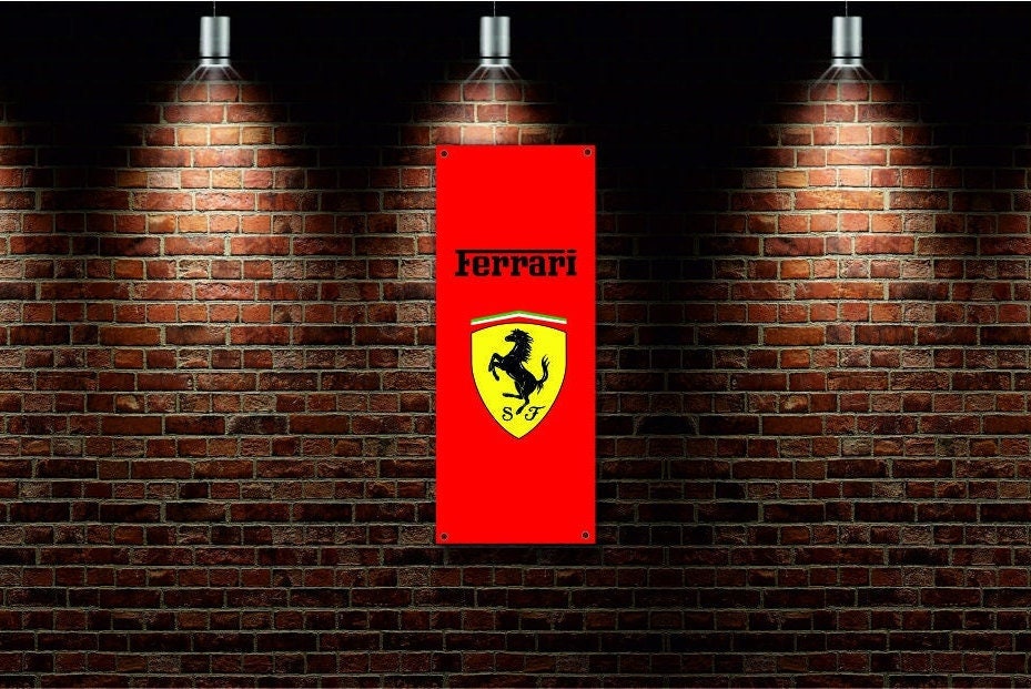 FERRARI Logo Banner Vinyl, Garage Sign,office or Showroom, Flag, Racing ...