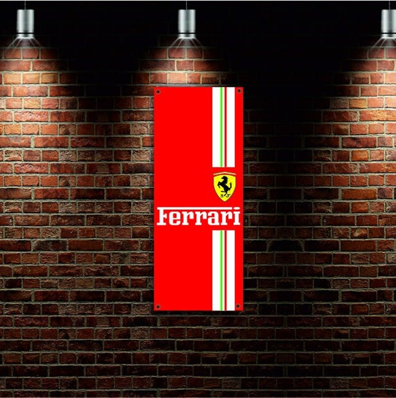 FERRARI Logo Banner Vinyl, Garage Sign,office or Showroom, Flag, Racing ...