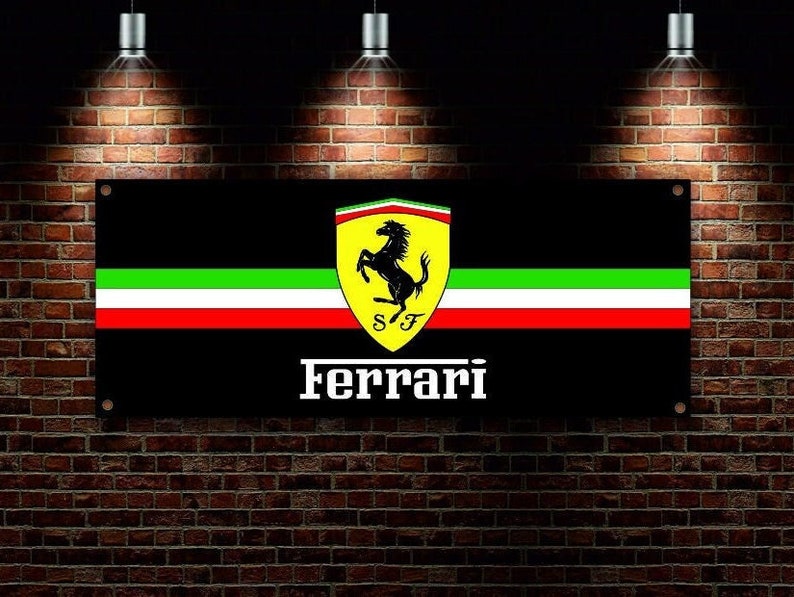 FERRARI Logo Banner Vinyl, Garage Sign,office or Showroom, Flag, Racing ...