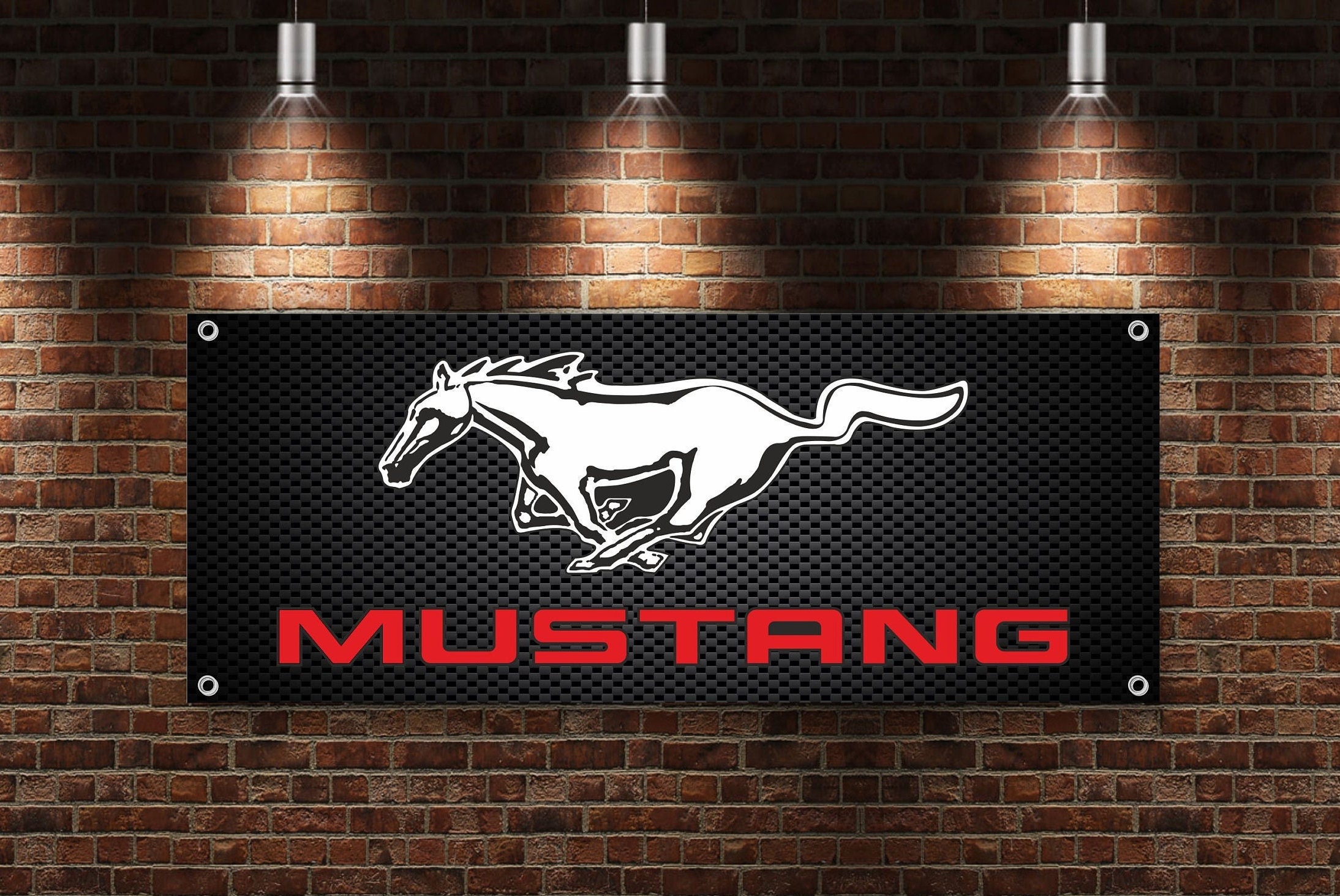 FORD MUSTANG Logo Banner Vinyl, Garage Sign,office or Showroom, Flag ...