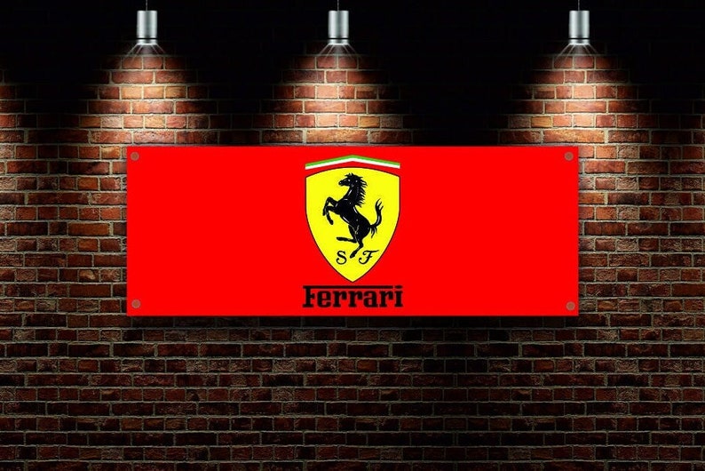 FERRARI Logo Banner Vinyl, Garage Sign,office or Showroom, Flag, Racing ...