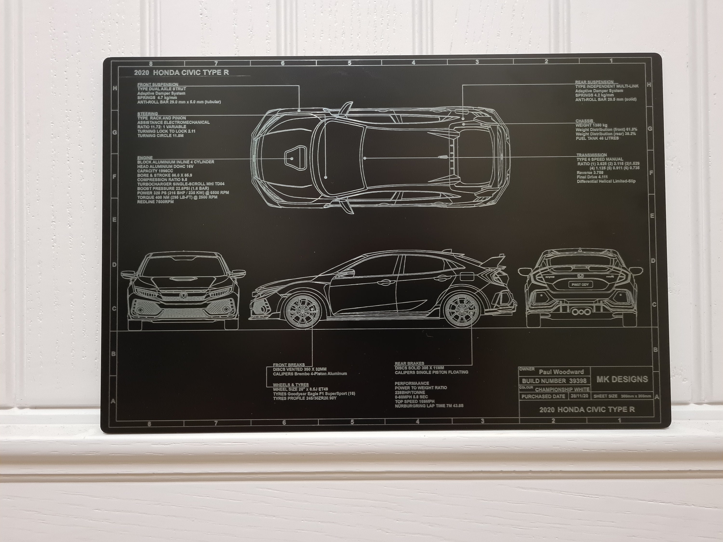 Car Blueprint/ Honda Civic Type R Fn2 Fk2 Fk8 S2000 - Etsy