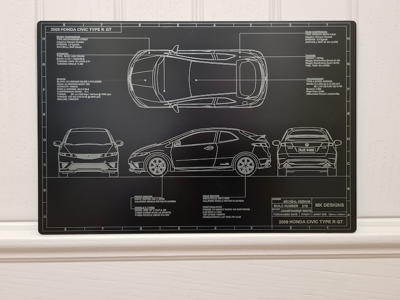 Car Blueprint/ Honda Civic Type R Fn2 Fk2 Fk8 S2000 - Etsy