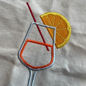 Aperol Spritz Glass - Machine Embroidery Design - Etsy