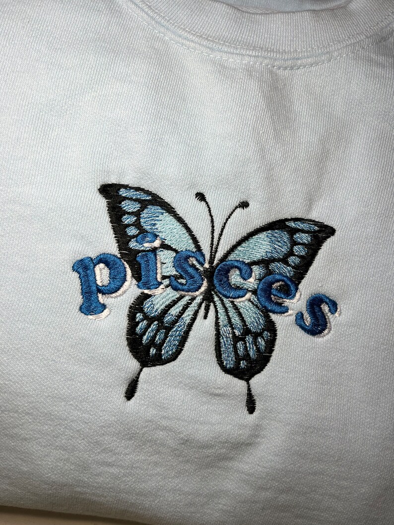 Embroidered Butterfly Zodiac Sign Crewneck Sweatshirt Custom - Etsy