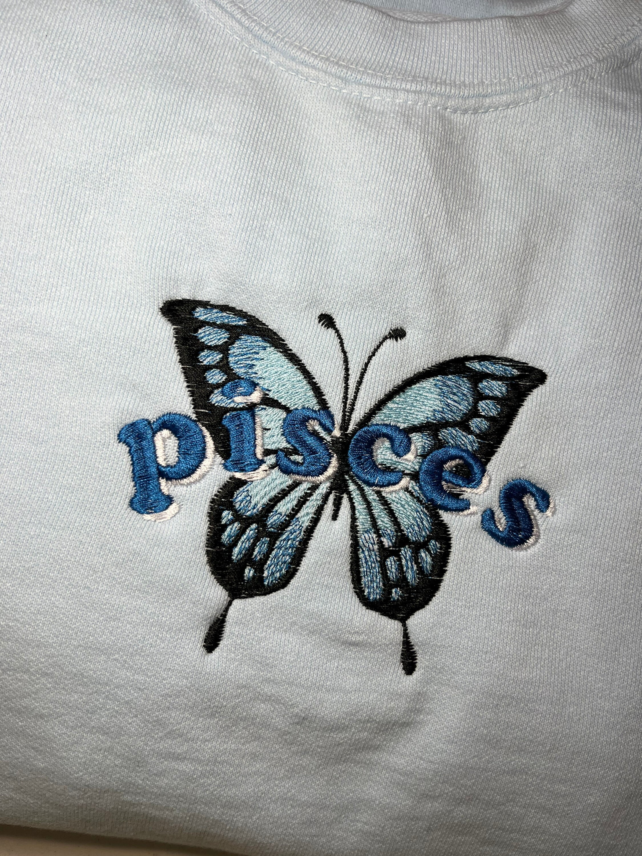 Embroidered Butterfly Zodiac Sign Crewneck Sweatshirt Custom - Etsy