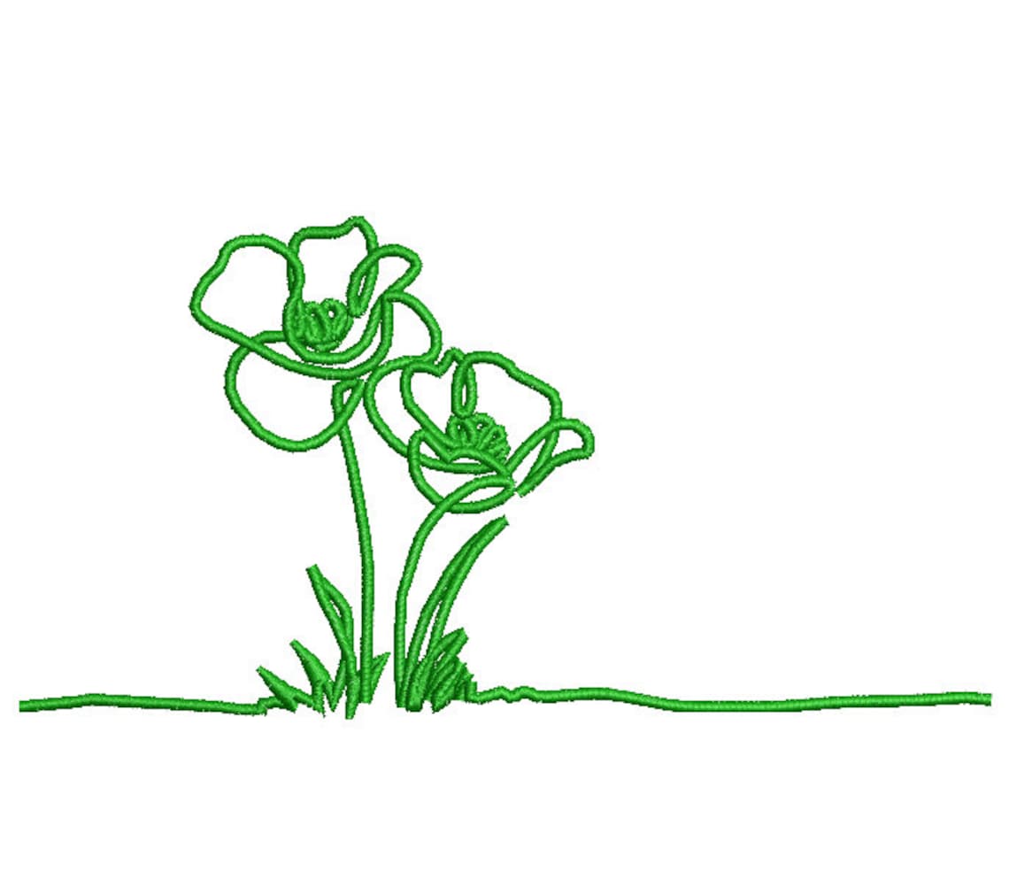 Flower Line Art - Machine Embroidery Design - Etsy