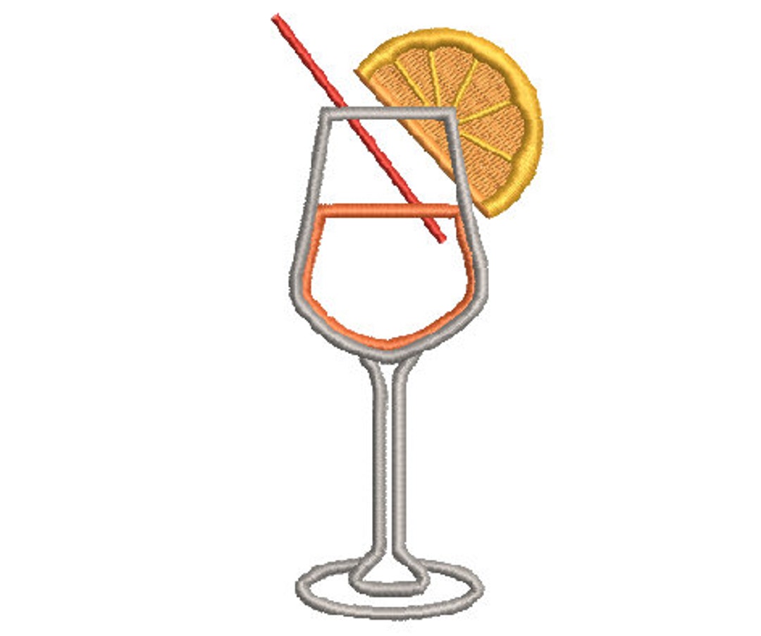 Aperol Spritz Glass - Machine Embroidery Design - Etsy