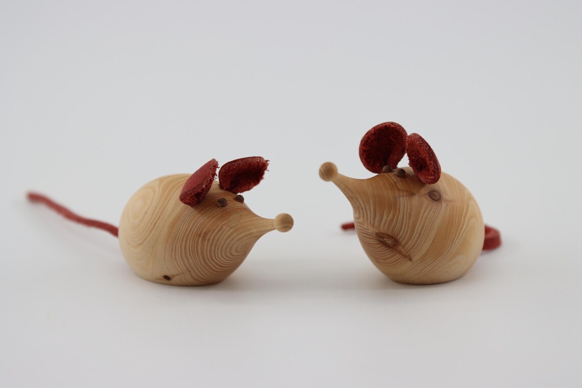 Wooden Mice Set of 2 - Etsy