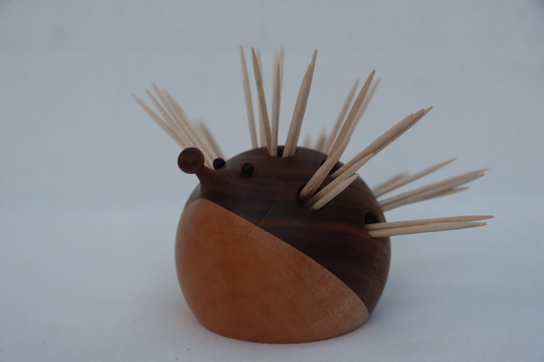 Wooden Cocktail Stick Holder Hedgehog Handmade From Maple and Walnut ...