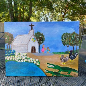 Folk Art Painting HOLY GATOR 9 X 12 Acrylic on Canvas - Etsy