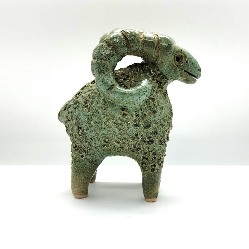 Ceramic Ram Figurine - Etsy