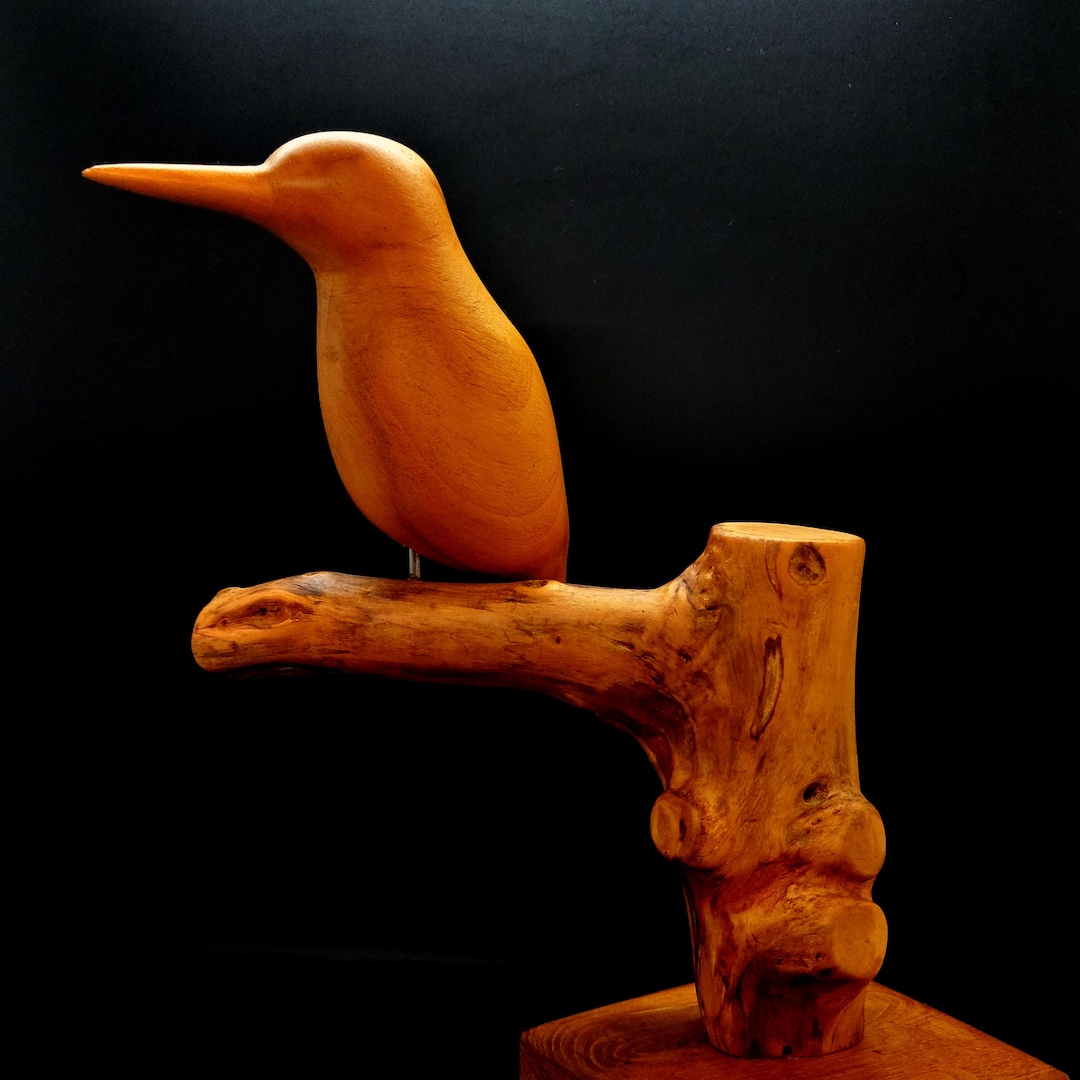 Wooden Bird on Oak Base: A Blend of Nature and Craftsmanship - Etsy