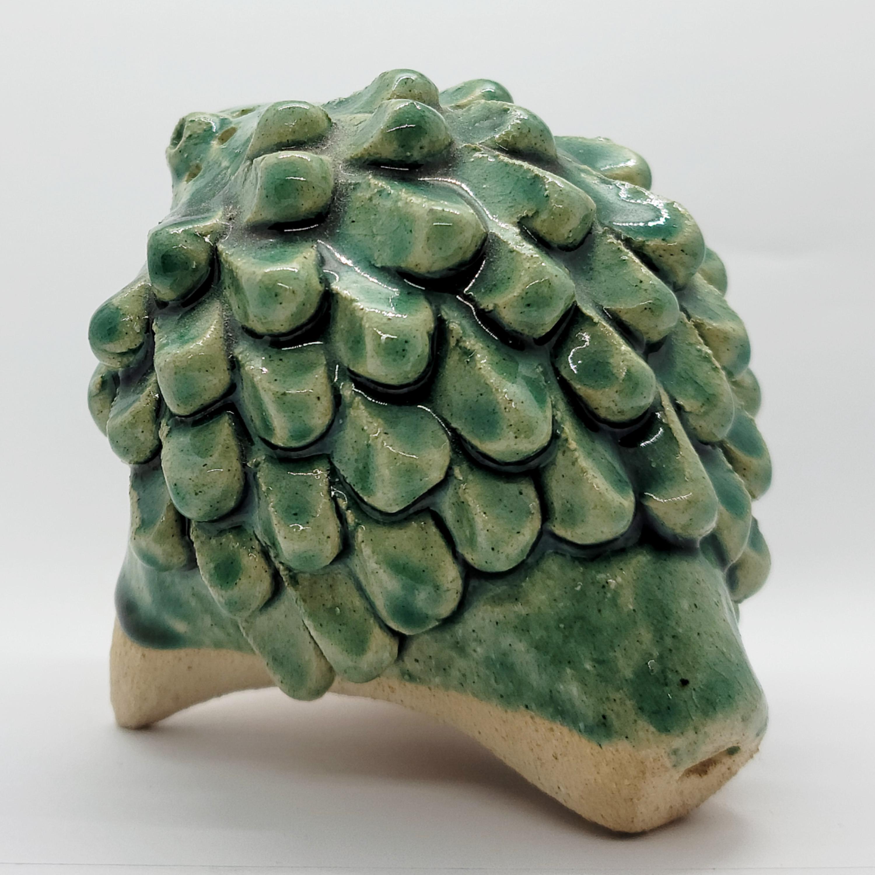 Handmade Ceramic Whistle With Scale Design - Green Glazed Pottery Bird ...