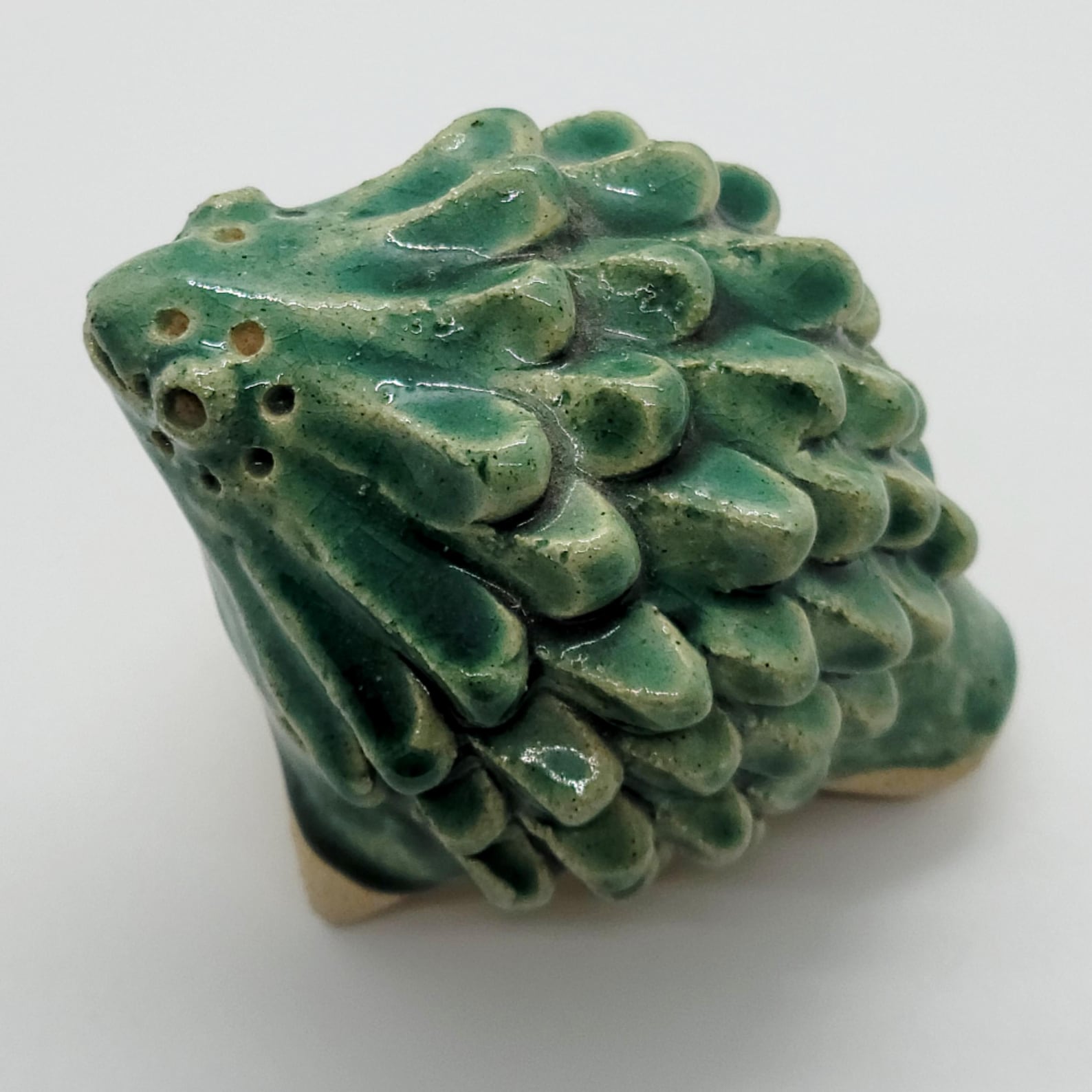 Handmade Ceramic Whistle With Scale Design - Green Glazed Pottery Bird ...