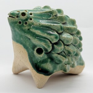 Handmade Ceramic Whistle With Scale Design - Green Glazed Pottery Bird ...