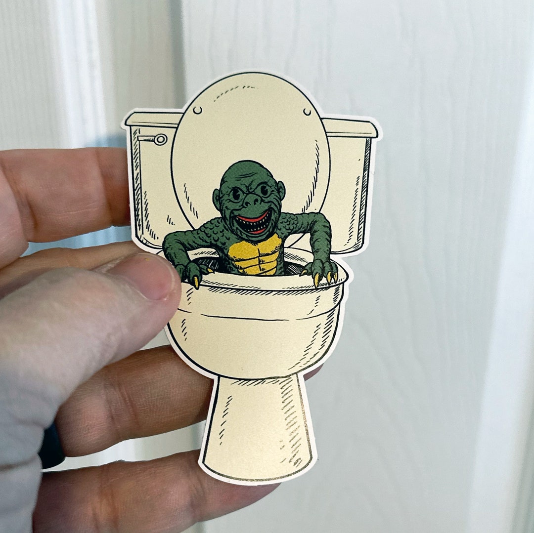 Fish (toilet) Ghoulie Sticker Cute Retro Cartoon 3.5" - Etsy