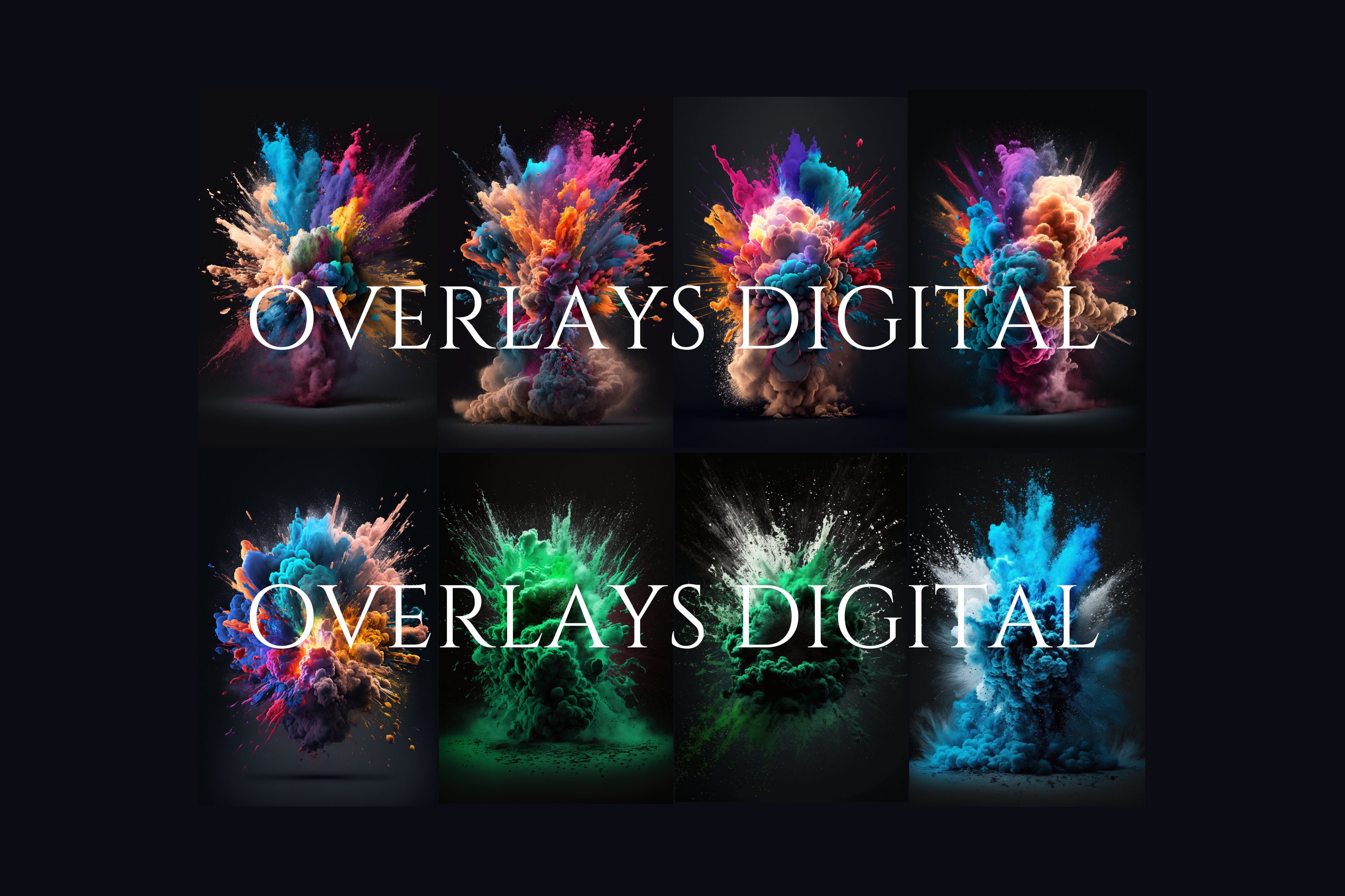 Colorful Explosion Digital Backdrop Overlays, Colorful Dust Backdrops ...