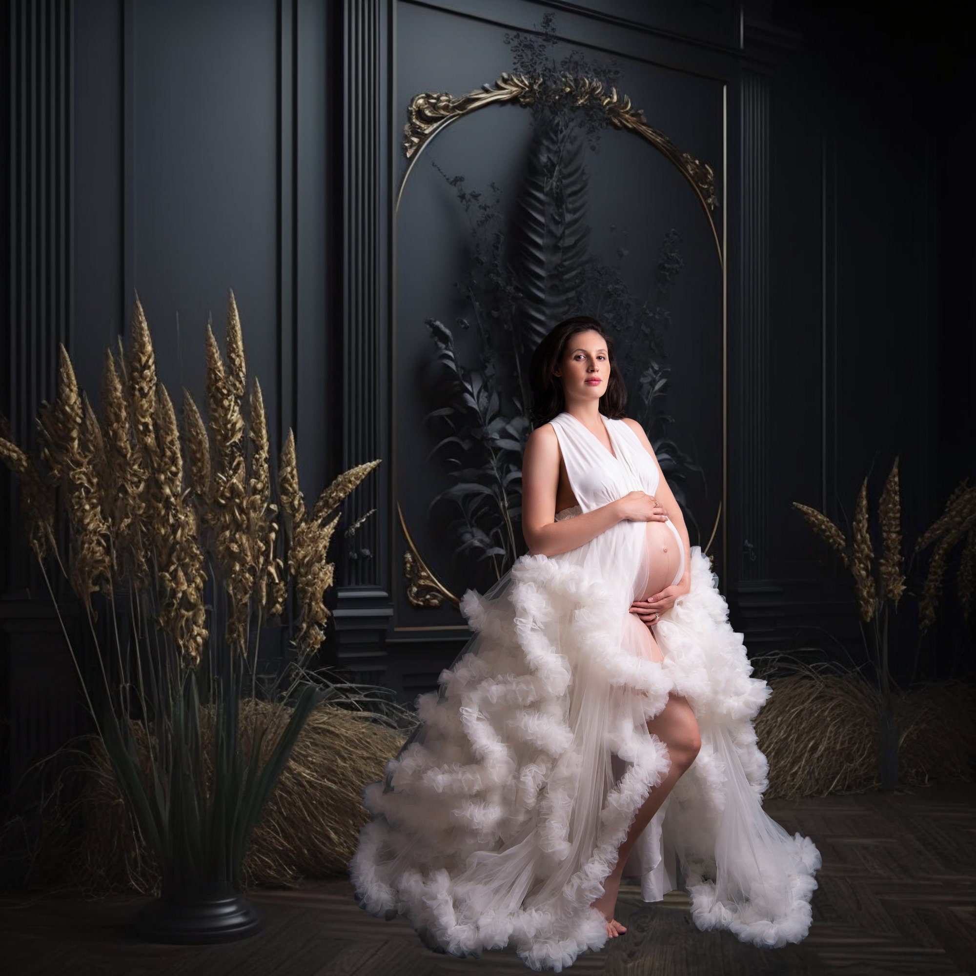 Pampas Bohemian Theme Black Paneled Wall Backdrops Maternity - Etsy