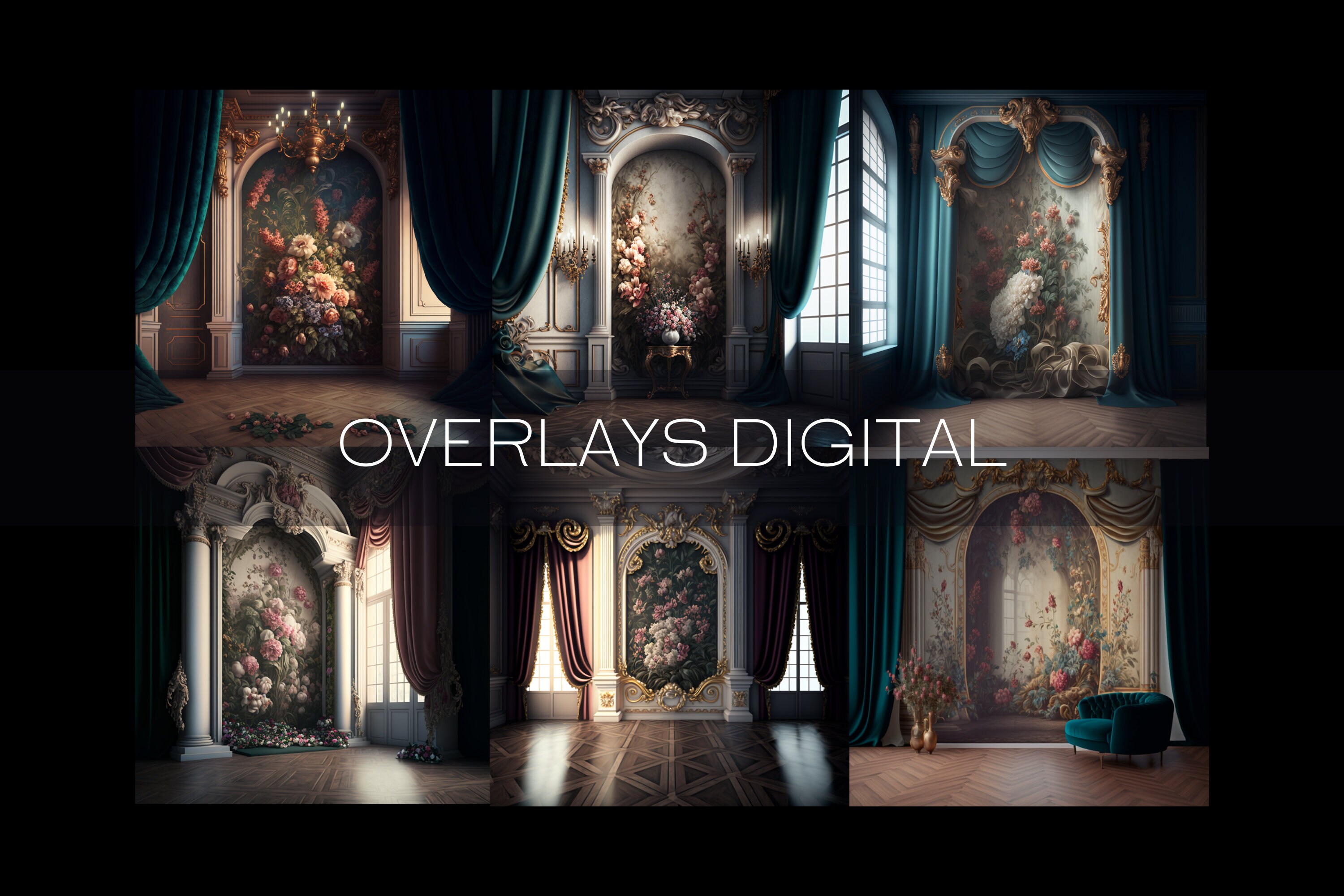 Baroque Grand Room Curtains Interior Digital Backdrops, Maternity ...