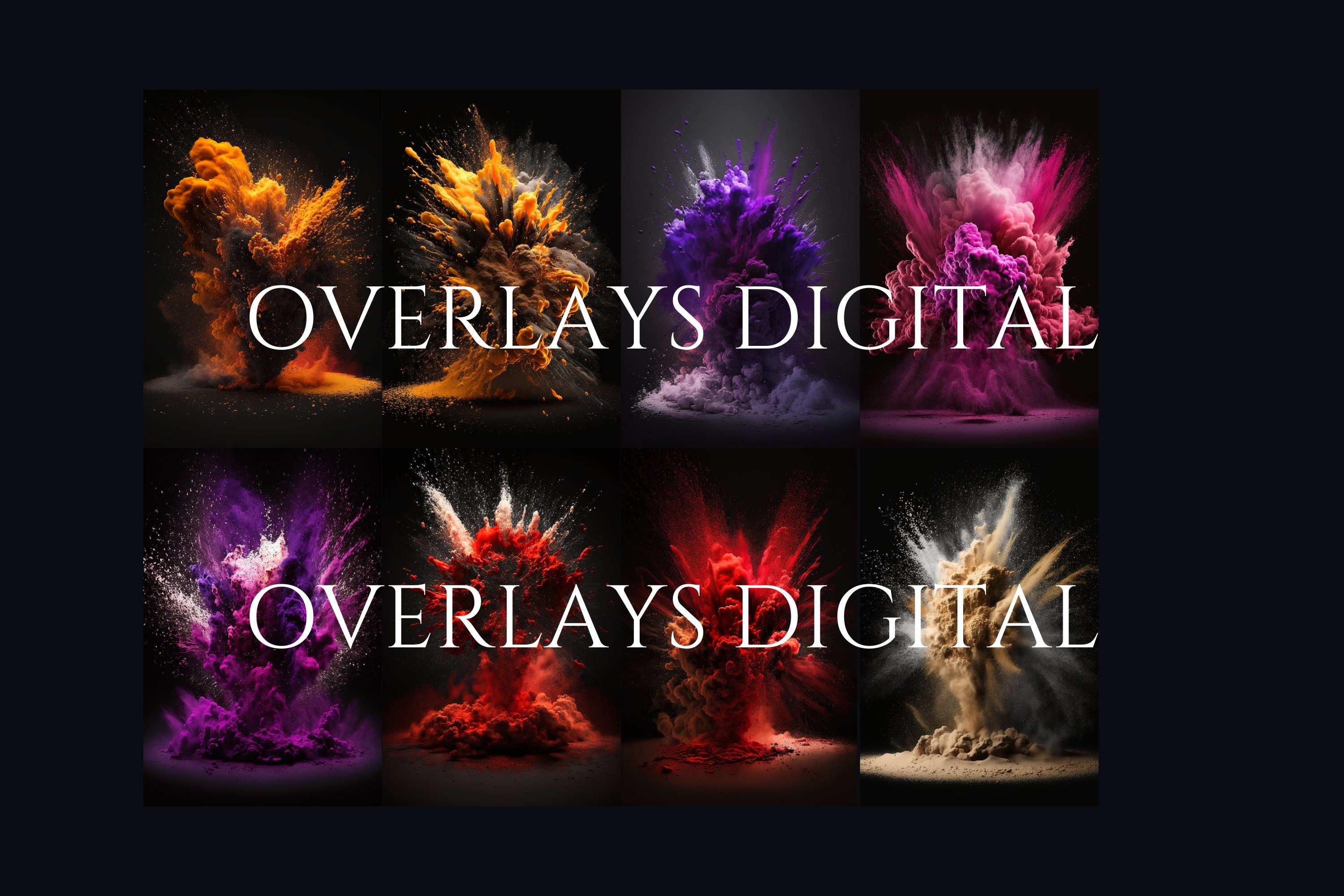 Colorful Explosion Digital Backdrop Overlays, Colorful Dust Backdrops ...