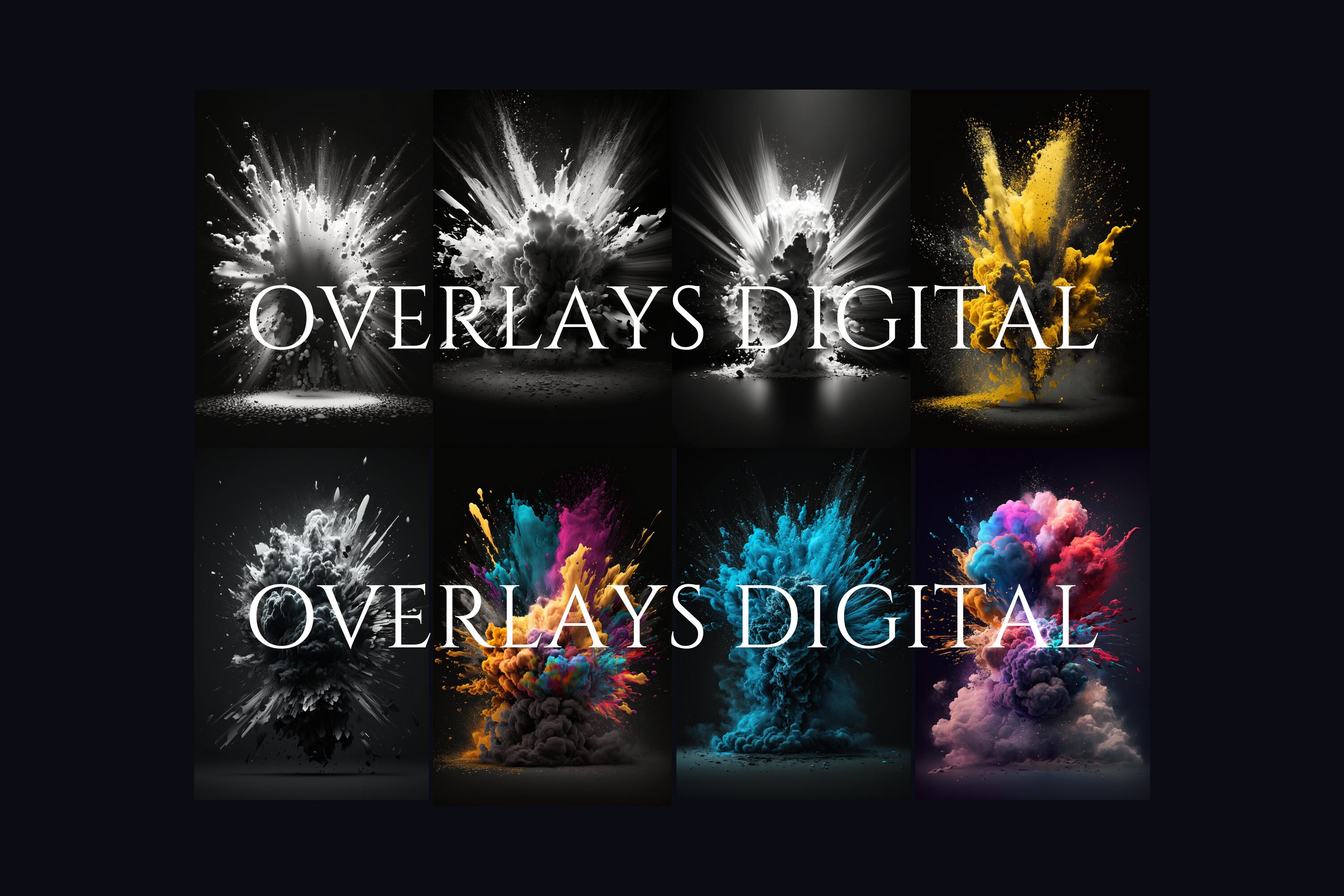 Colorful Explosion Digital Backdrop Overlays, Colorful Dust Backdrops ...