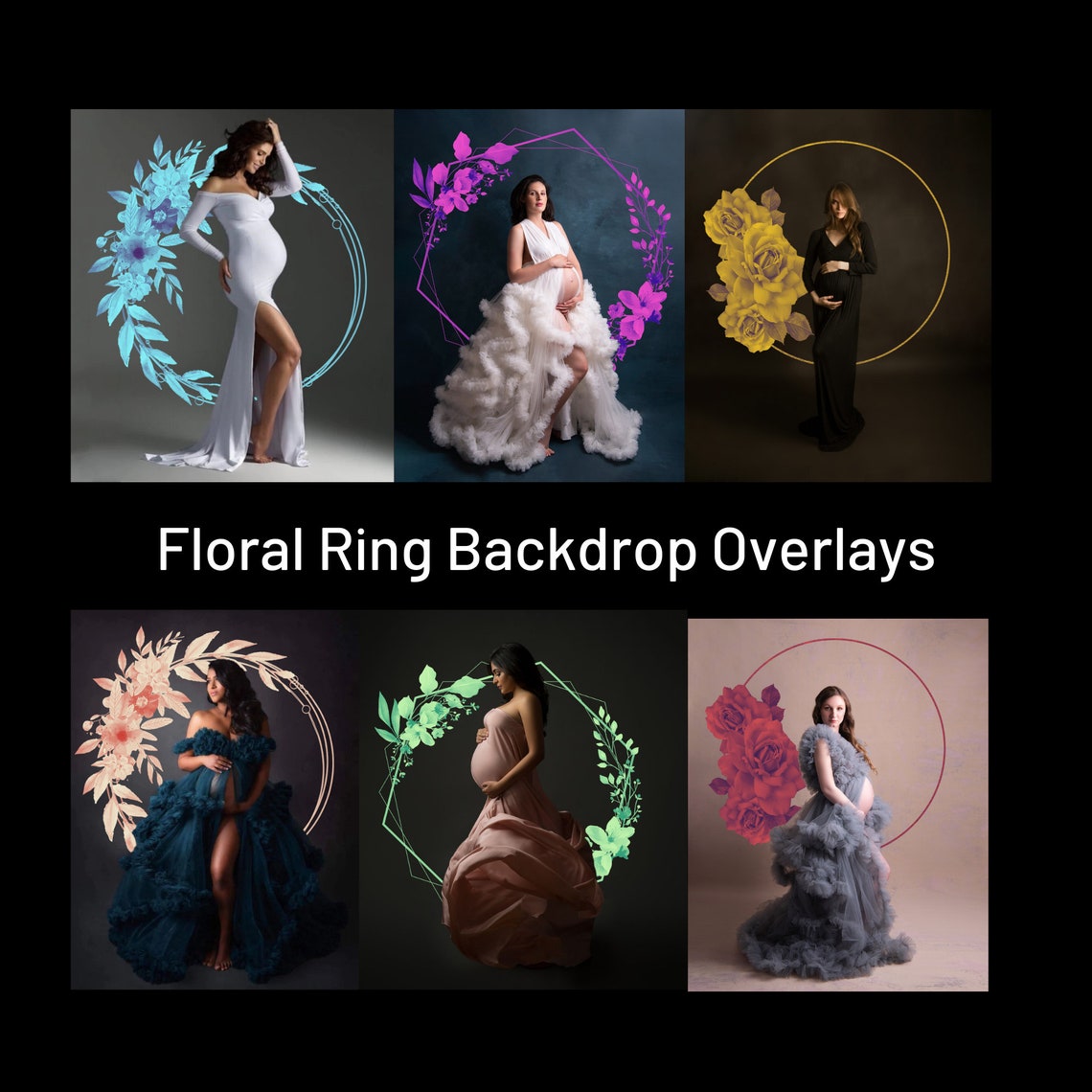 Floral Ring Backdrop Overlays Maternity Overlays for - Etsy