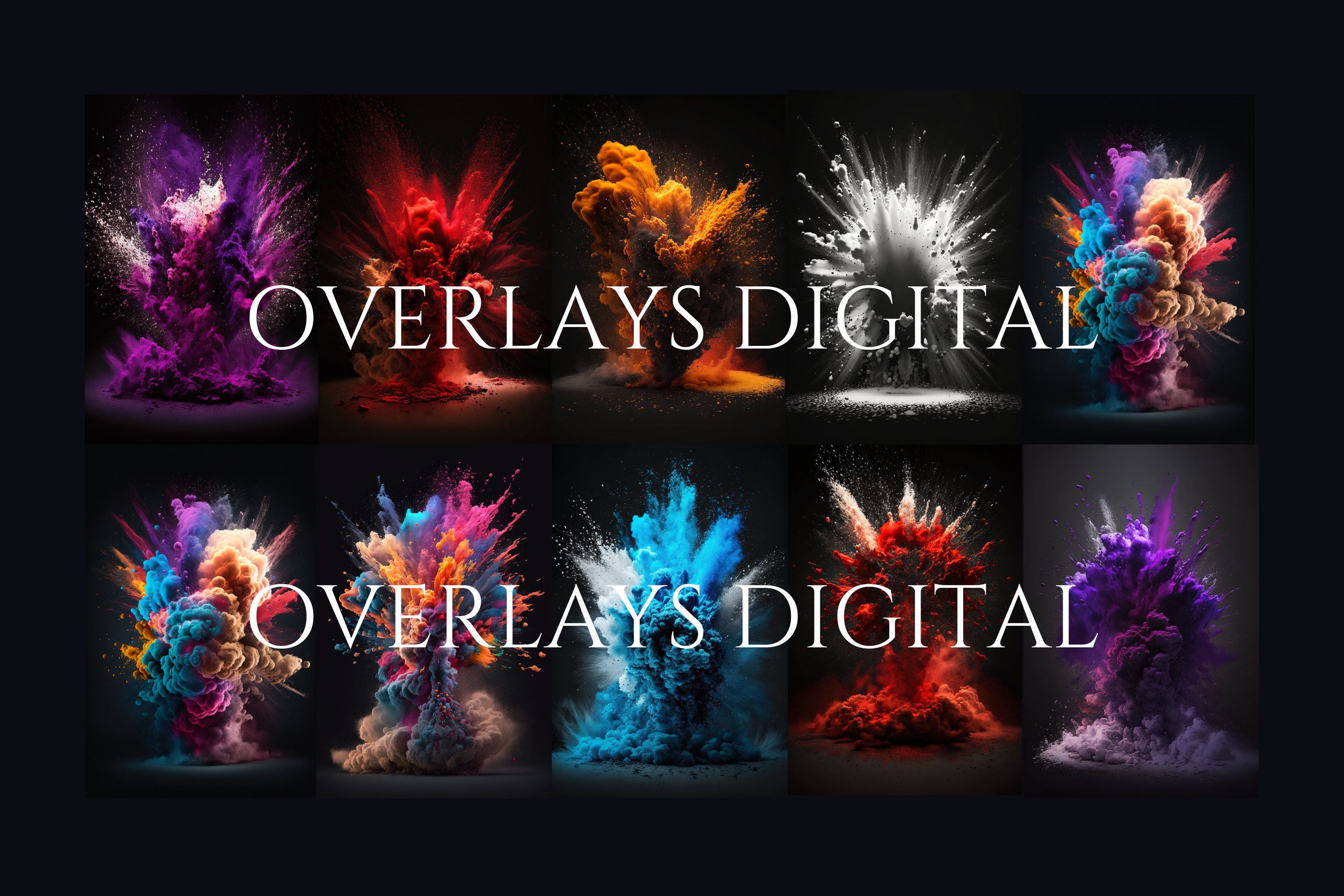 Colorful Explosion Digital Backdrop Overlays, Colorful Dust Backdrops ...