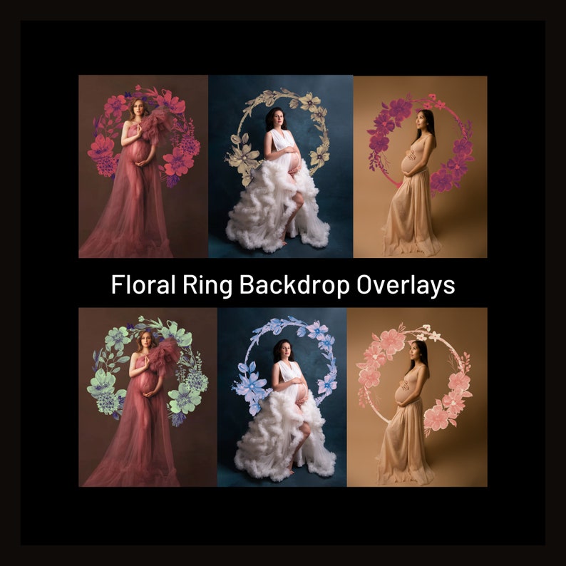 Floral Ring Backdrop Overlays Maternity Overlays for - Etsy
